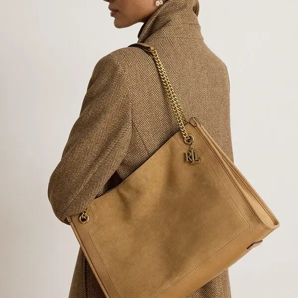 Ralph Lauren Suede & Leather Large Bradley Tote Bag