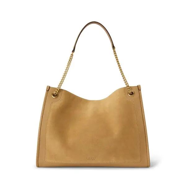 Ralph Lauren Suede & Leather Large Bradley Tote Bag