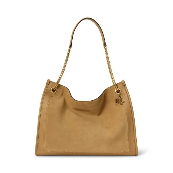 Ralph Lauren Suede & Leather Large Bradley Tote Bag