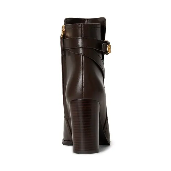 Ralph Lauren Brooke Ii Calfskin Bootie Heel - Chestnut Brown