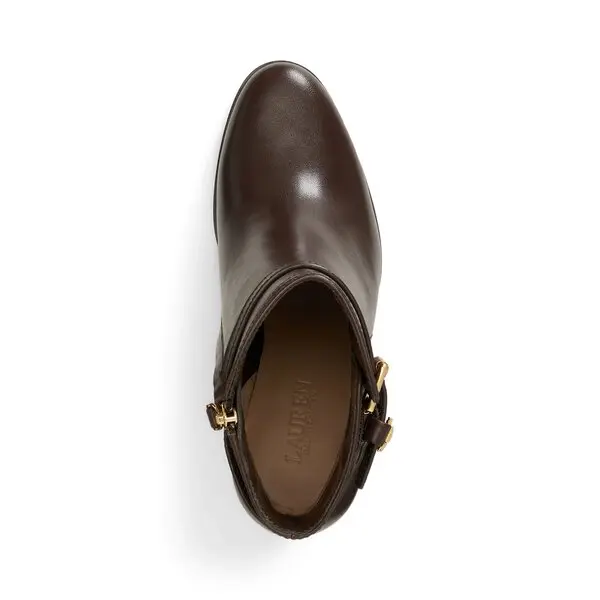 Ralph Lauren Brooke Ii Calfskin Bootie Heel - Chestnut Brown