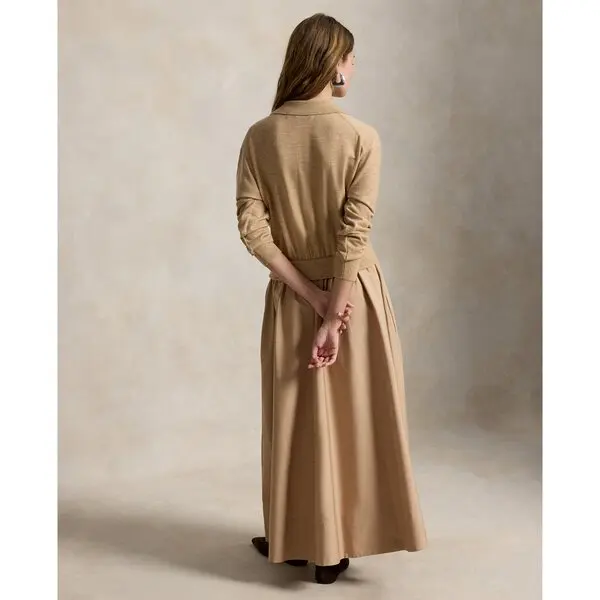 Ralph Lauren Hybrid Knit Polo-bodice Dress - Tan Melange