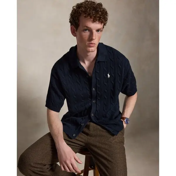 Ralph Lauren Relaxed Fit Cable-knit Cotton Sweater - Hunter Navy