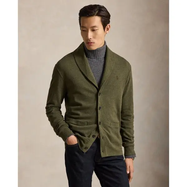 Ralph Lauren Luxury Jersey Shawl-collar Cardigan - Alpine Heather