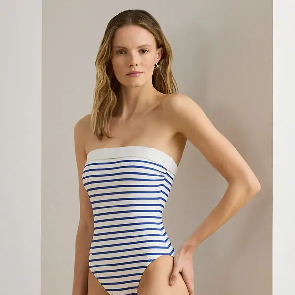 Ralph Lauren Striped Bandeau One-piece