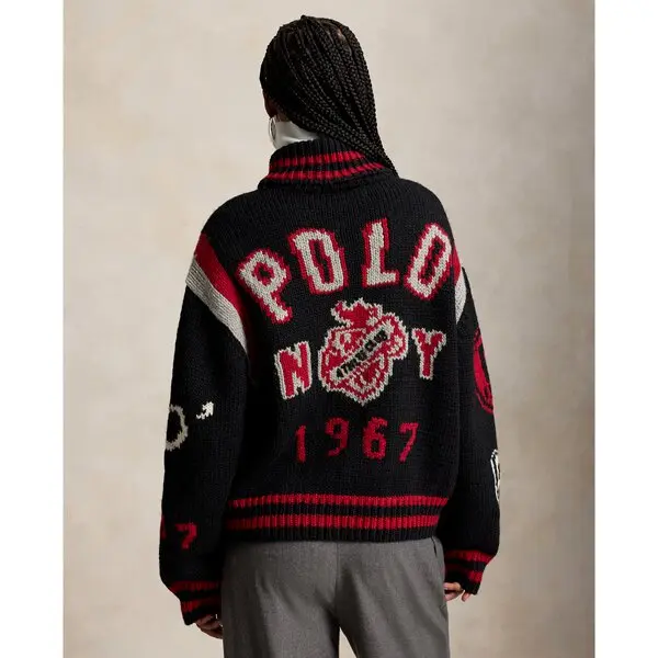 Ralph Lauren Wool-blend Letter Zip Cardigan