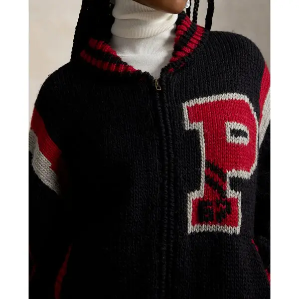 Ralph Lauren Wool-blend Letter Zip Cardigan