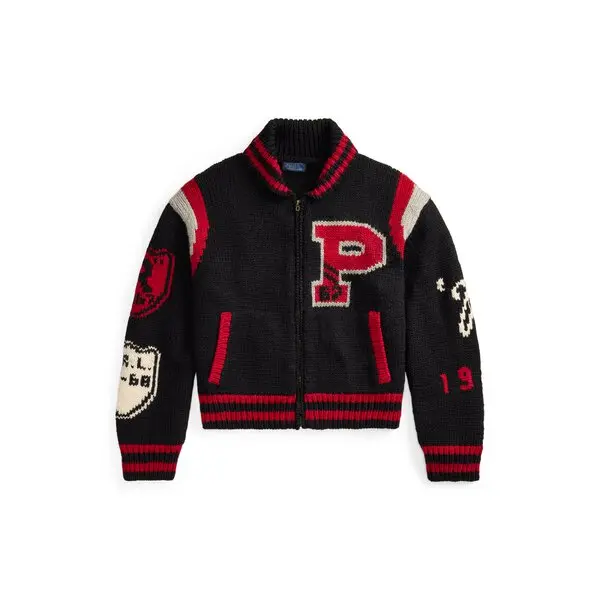 Ralph Lauren Wool-blend Letter Zip Cardigan