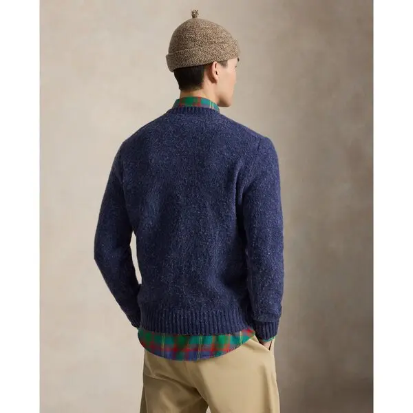 Ralph Lauren Wool Cashmere Script Logo Sweater - Navy Combo