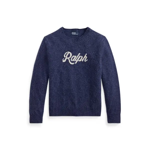 Ralph Lauren Wool Cashmere Script Logo Sweater - Navy Combo