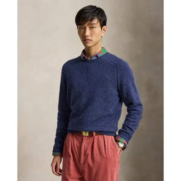 Ralph Lauren Suede-patch Wool-cashmere Sweater - Basalt Navy