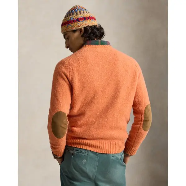 Ralph Lauren Suede-patch Wool-cashmere Sweater - Orange Jasper Heather