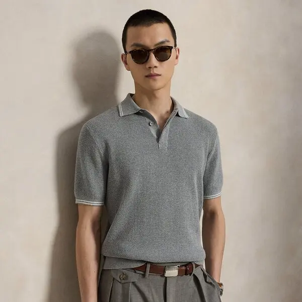 Ralph Lauren Waffle-knit Cotton Polo Sweater - Spring Heather