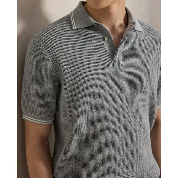 Ralph Lauren Waffle-knit Cotton Polo Sweater - Spring Heather