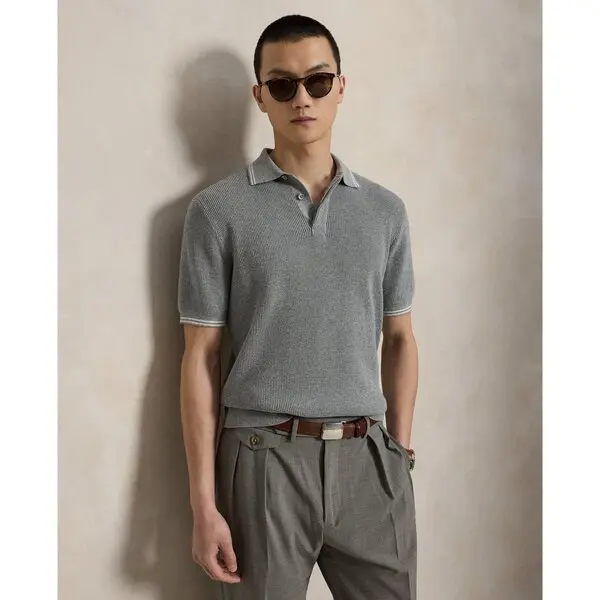 Ralph Lauren Waffle-knit Cotton Polo Sweater - Spring Heather