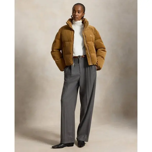 Ralph Lauren Corduroy Down Puffer Jacket - Tan