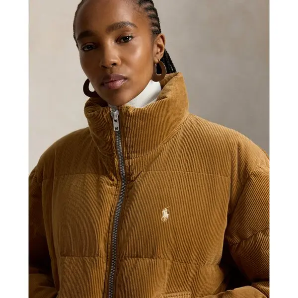 Ralph Lauren Corduroy Down Puffer Jacket - Tan