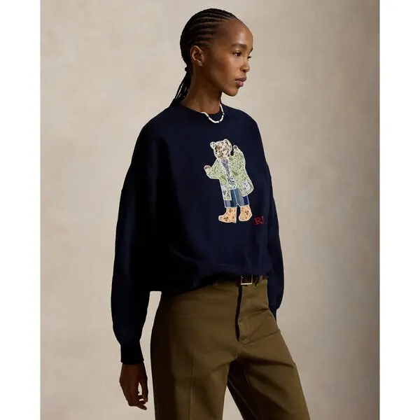 Ralph Lauren Patchwork Polo Bear Fleece Crewneck