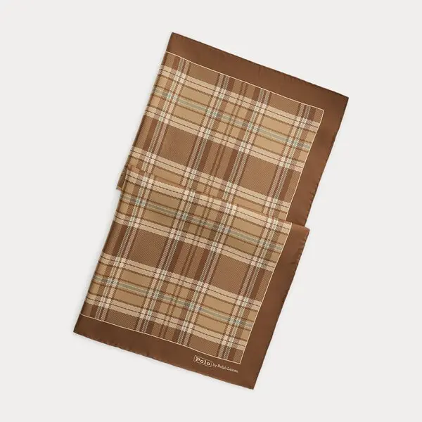 Ralph Lauren Plaid Silk Square Scarf - Brown Multi