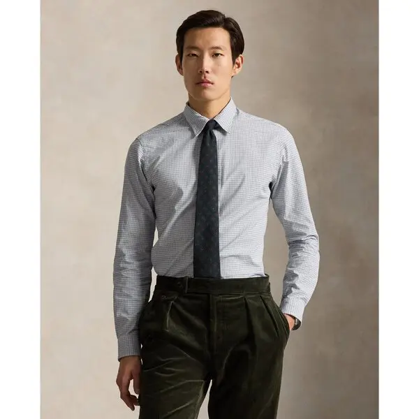 Ralph Lauren Classic Fit Checked Poplin Shirt - White Blue Multi