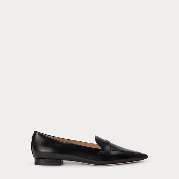 Ralph Lauren Audri Glazed Leather Loafer - Black