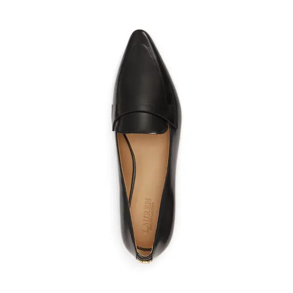 Ralph Lauren Audri Glazed Leather Loafer - Black