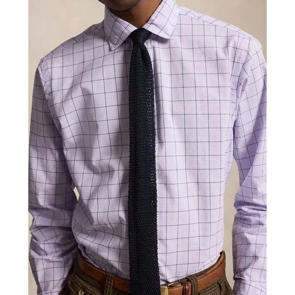 Ralph Lauren Classic Fit Checked Poplin Shirt - White Powder