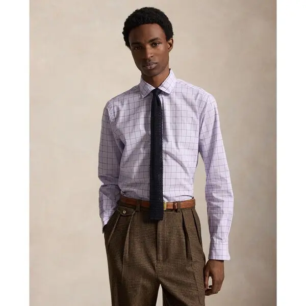 Ralph Lauren Classic Fit Checked Poplin Shirt - White Powder