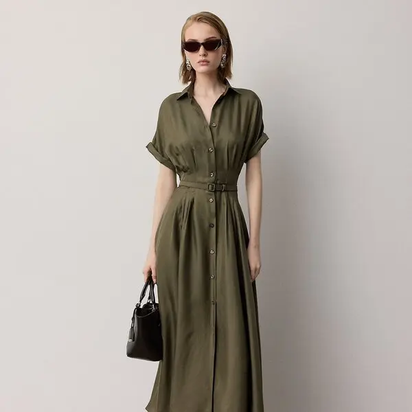 Ralph Lauren Donatella Silk Twill Day Dress