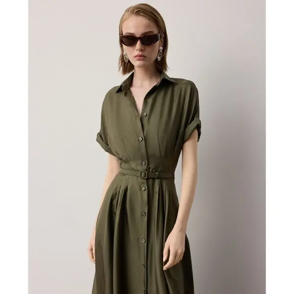 Ralph Lauren Donatella Silk Twill Day Dress