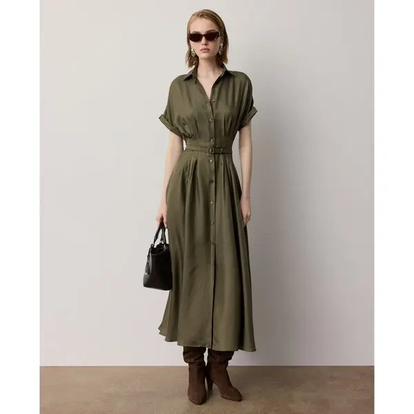 Ralph Lauren Donatella Silk Twill Day Dress