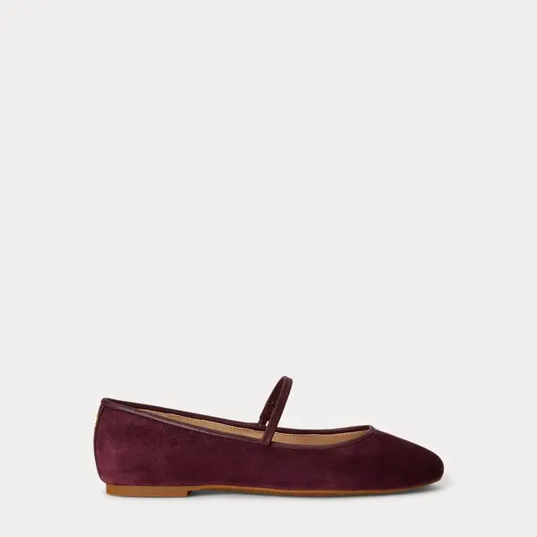Ralph Lauren Jayna Nappa-trim Suede Mary Jane Flat