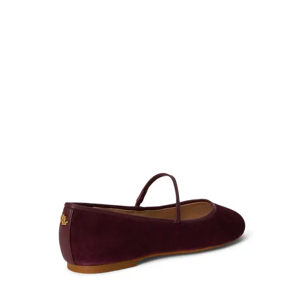 Ralph Lauren Jayna Nappa-trim Suede Mary Jane Flat