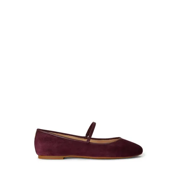 Ralph Lauren Jayna Nappa-trim Suede Mary Jane Flat