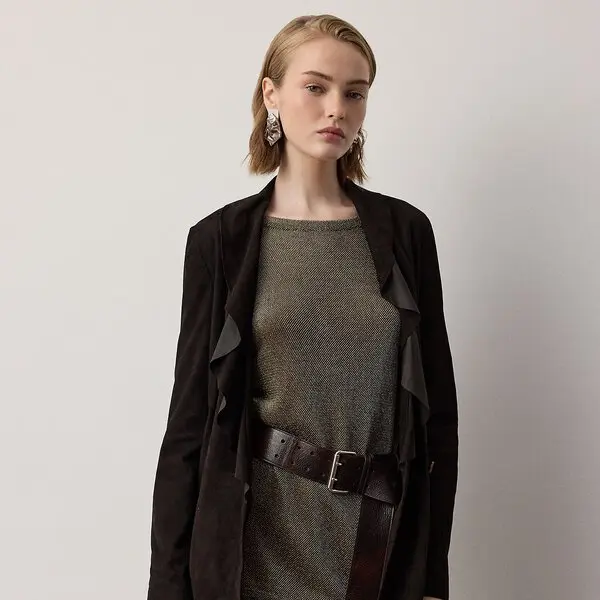 Ralph Lauren Heddie Ruffle-trim Lamb-suede Jacket