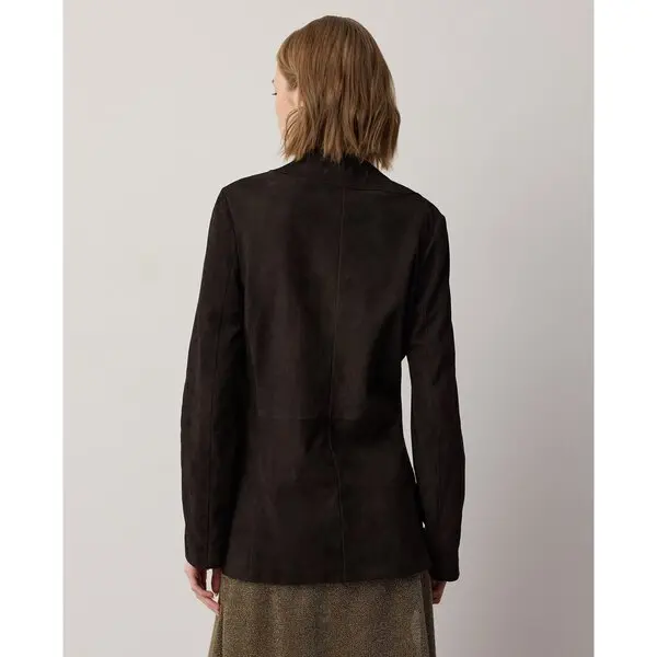 Ralph Lauren Heddie Ruffle-trim Lamb-suede Jacket