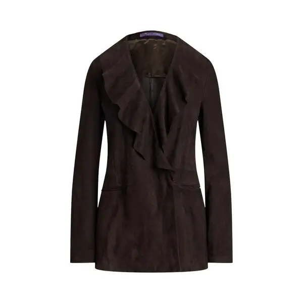 Ralph Lauren Heddie Ruffle-trim Lamb-suede Jacket
