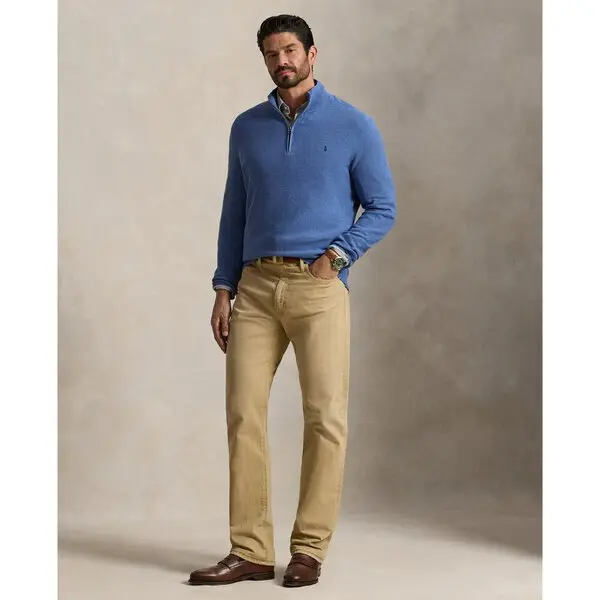 Ralph Lauren Mesh-knit Cotton Quarter-zip Sweater - Blue Borage Heather