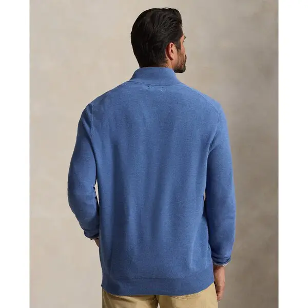 Ralph Lauren Mesh-knit Cotton Quarter-zip Sweater - Blue Borage Heather