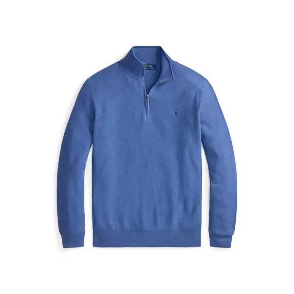 Ralph Lauren Mesh-knit Cotton Quarter-zip Sweater - Blue Borage Heather