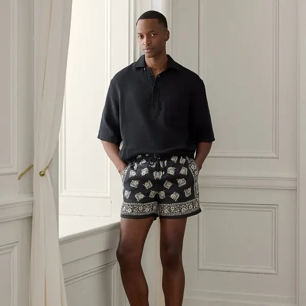 Ralph Lauren 4.5-inch Amalfi Linen Swim Trunk - Black Multi