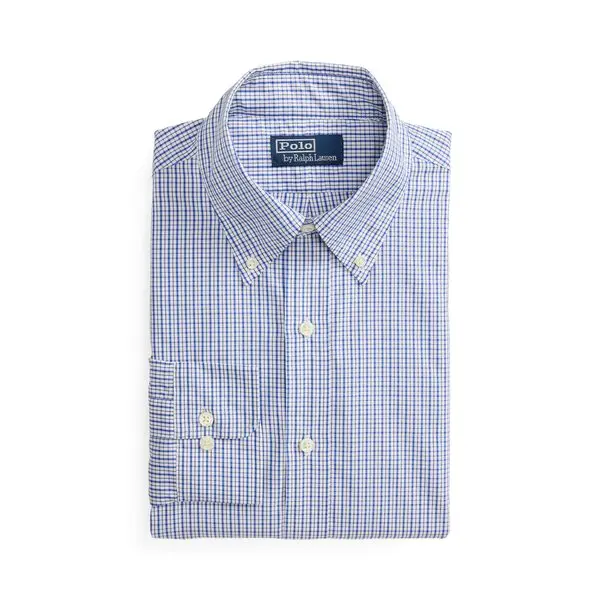 Ralph Lauren Custom Fit Checked Poplin Shirt - White Blue Multi