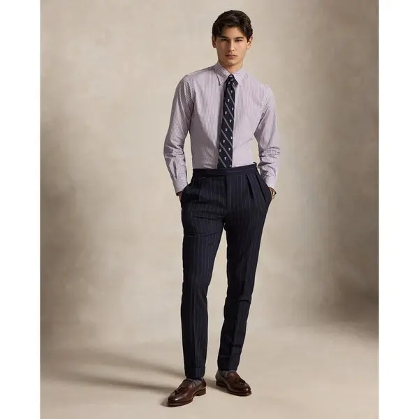 Ralph Lauren Custom Fit Checked Poplin Shirt - White Purple Multi