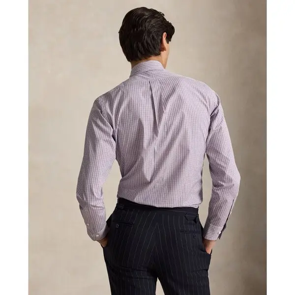 Ralph Lauren Custom Fit Checked Poplin Shirt - White Purple Multi