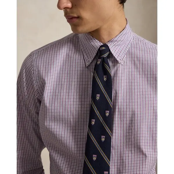 Ralph Lauren Custom Fit Checked Poplin Shirt - White Purple Multi