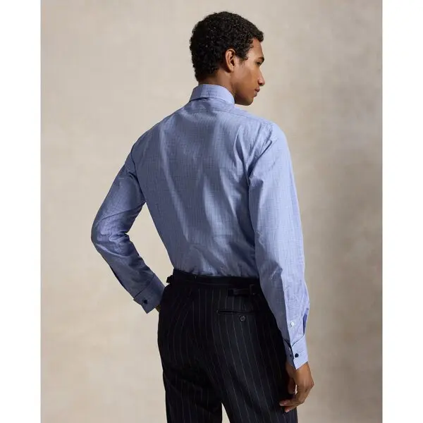 Ralph Lauren Custom Fit Plaid French Cuff Shirt - Blue White Multi