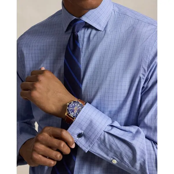 Ralph Lauren Custom Fit Plaid French Cuff Shirt - Blue White Multi
