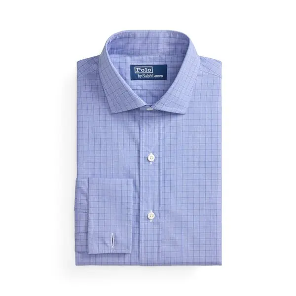 Ralph Lauren Custom Fit Plaid French Cuff Shirt - Blue White Multi