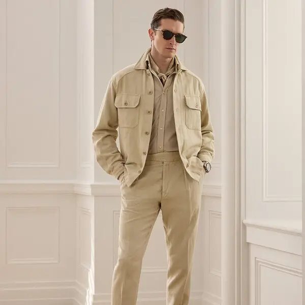 Ralph Lauren Hand-tailored Cotton-linen Trouser - Champagne