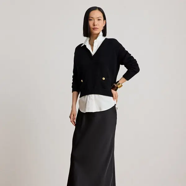 Ralph Lauren Satin Charmeuse Maxi Skirt - Black